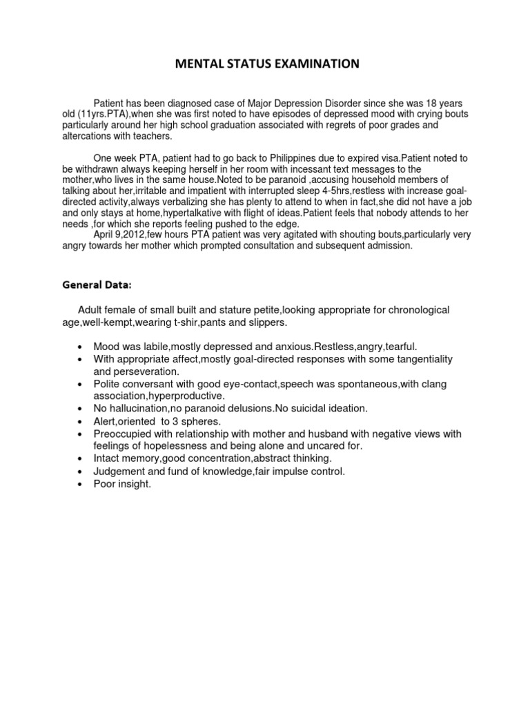 MSE | Major Depressive Disorder | Mood (Psychology)