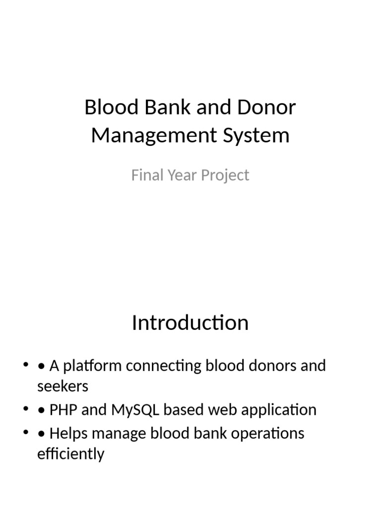 Blood Bank Project Presentation | PDF