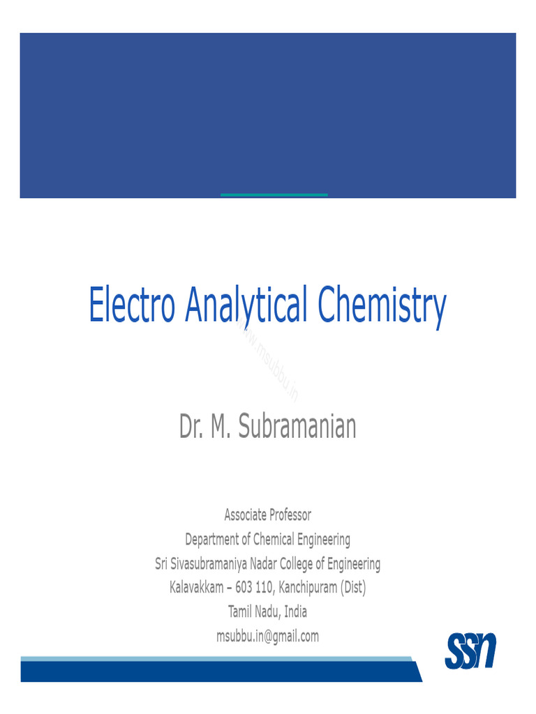 Basics of Electro Analytical Chemistry | PDF | Redox | Electrochemistry