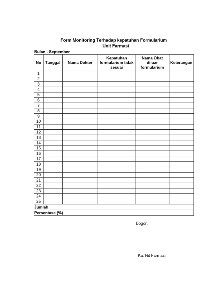 Form Monitoring Formularium Rs | PDF