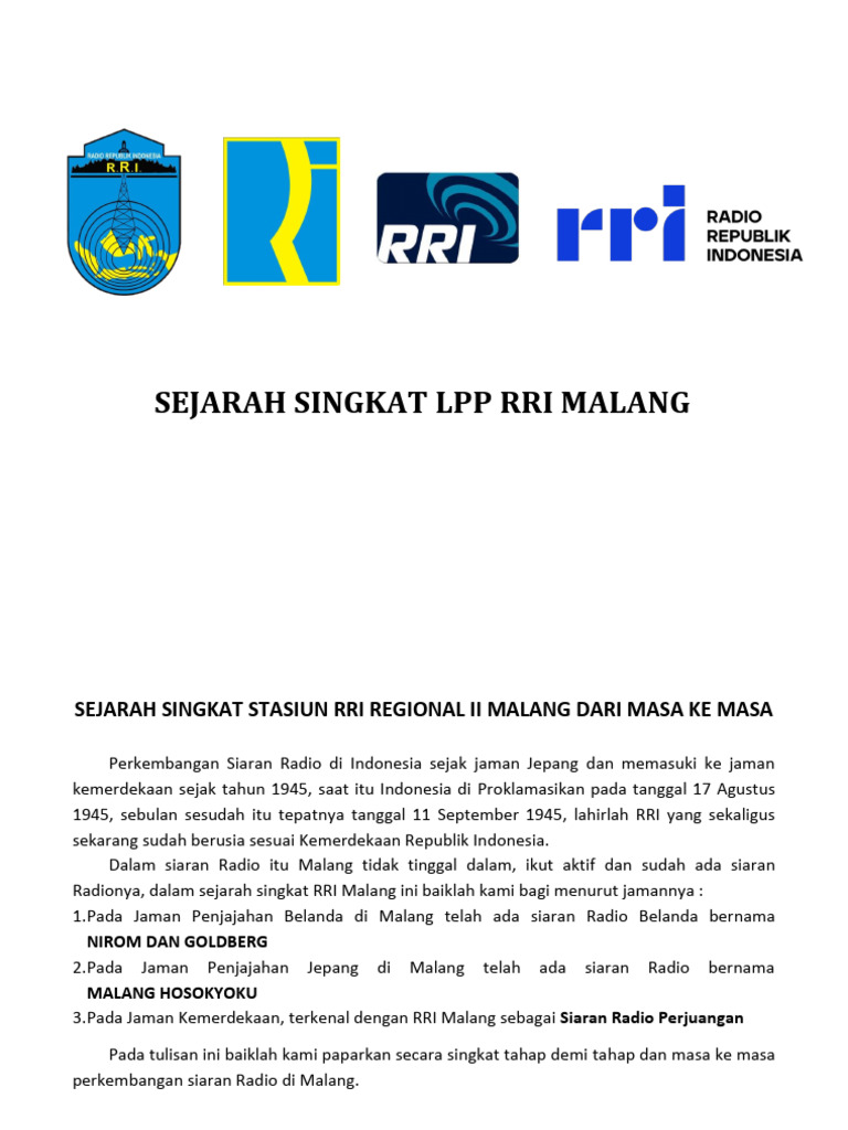 Sejarah RRI Malang dari Masa ke Masa | PDF
