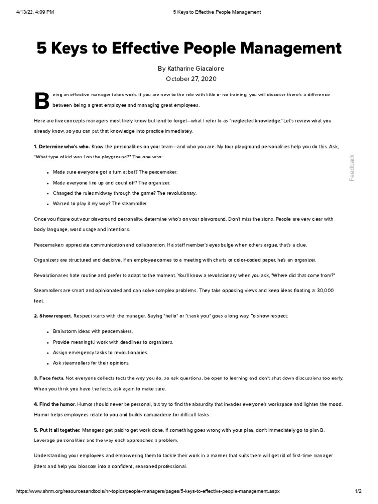 5 Keys to Effective Management Skills | PDF | Cognition | Communication