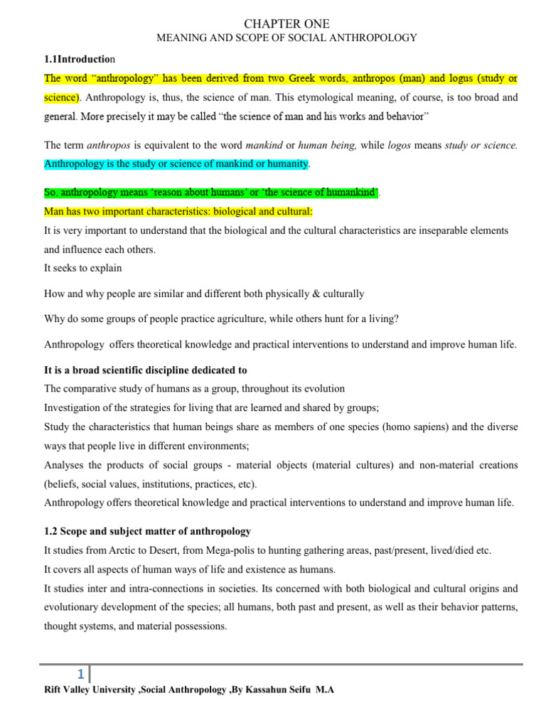 Social Anthropology Unit - 1 | PDF | Anthropology | Artifact (Archaeology)