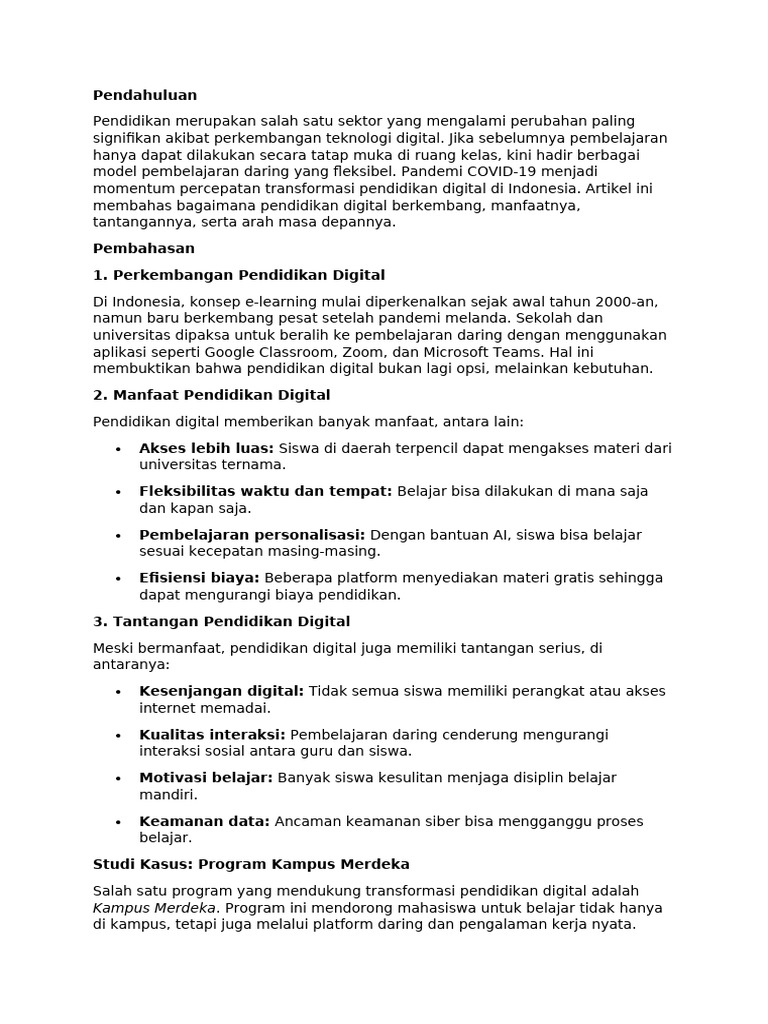 Transformasi Pendidikan Digital Di Indonesia | PDF