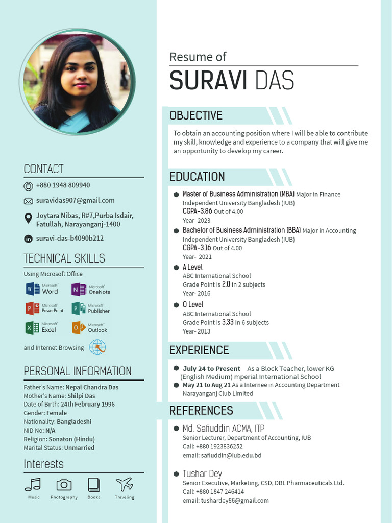 Resume of Suravi Das: BBA & MBA Graduate | PDF