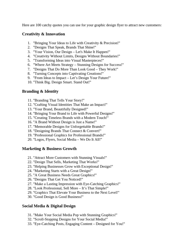 Here Are 100 Catchy Quotes You Can Use For Your Graphic Design Flyer To ...