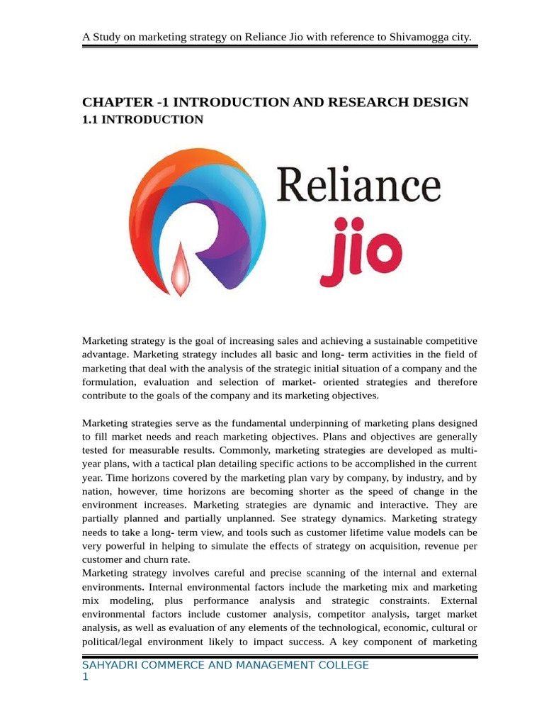 A Study On Marketing Strategy On Reliance Jio With Reference To ...