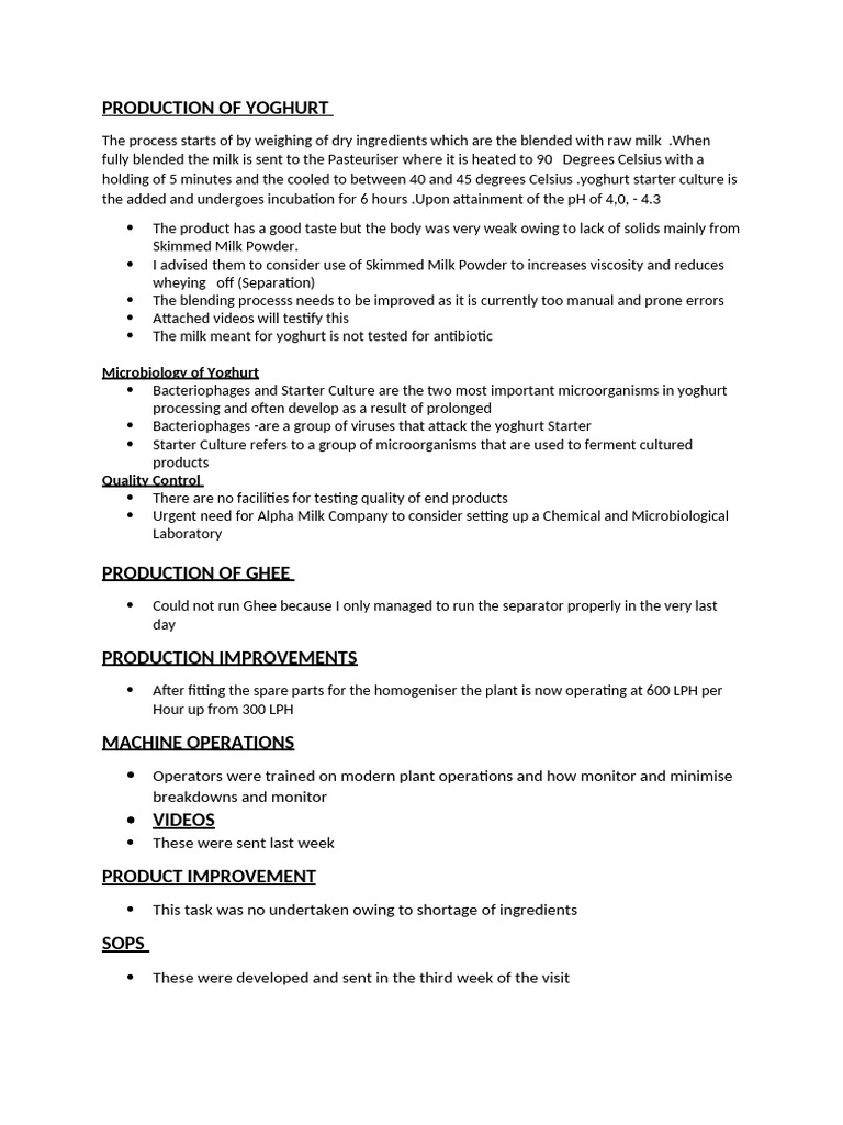 Yoghurt Production and Quality Control | PDF