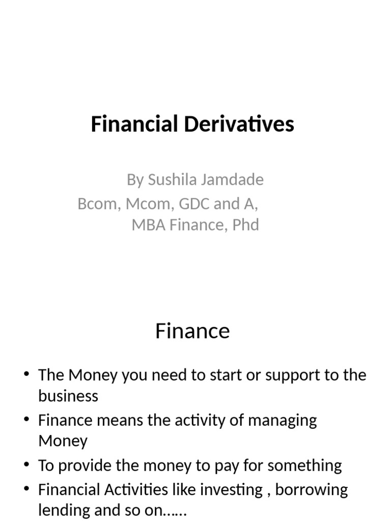 Understanding Financial Derivatives | PDF | Derivative (Finance ...