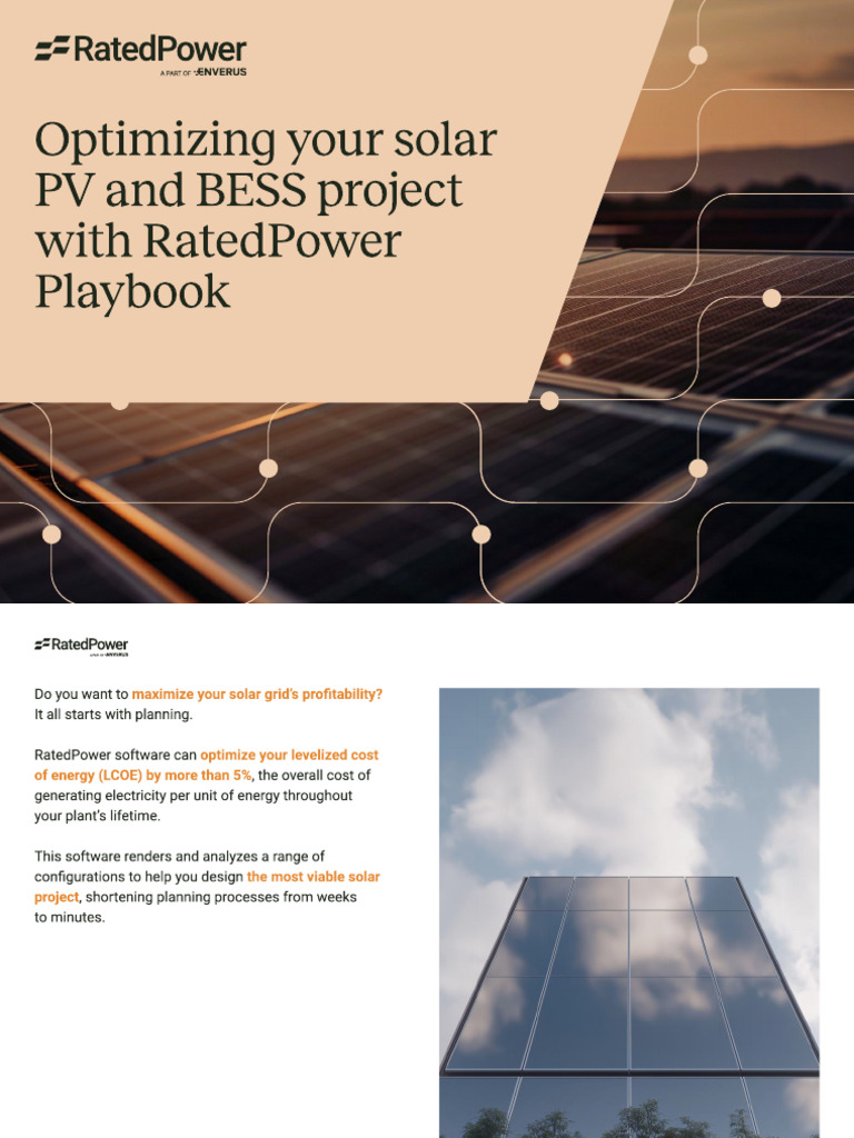 Optimizing Your Solar PV BESS Project With RatedPower Playbook | PDF ...