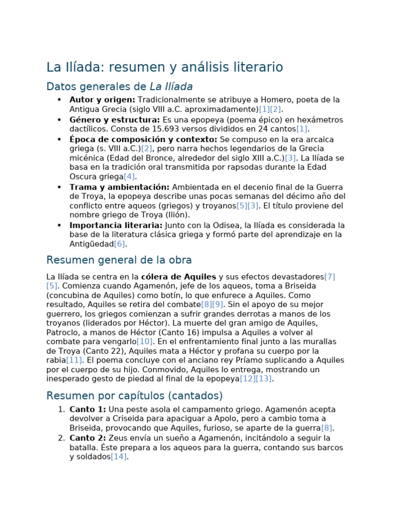 Resumen y análisis de La Ilíada | PDF | Héctor | Aquiles