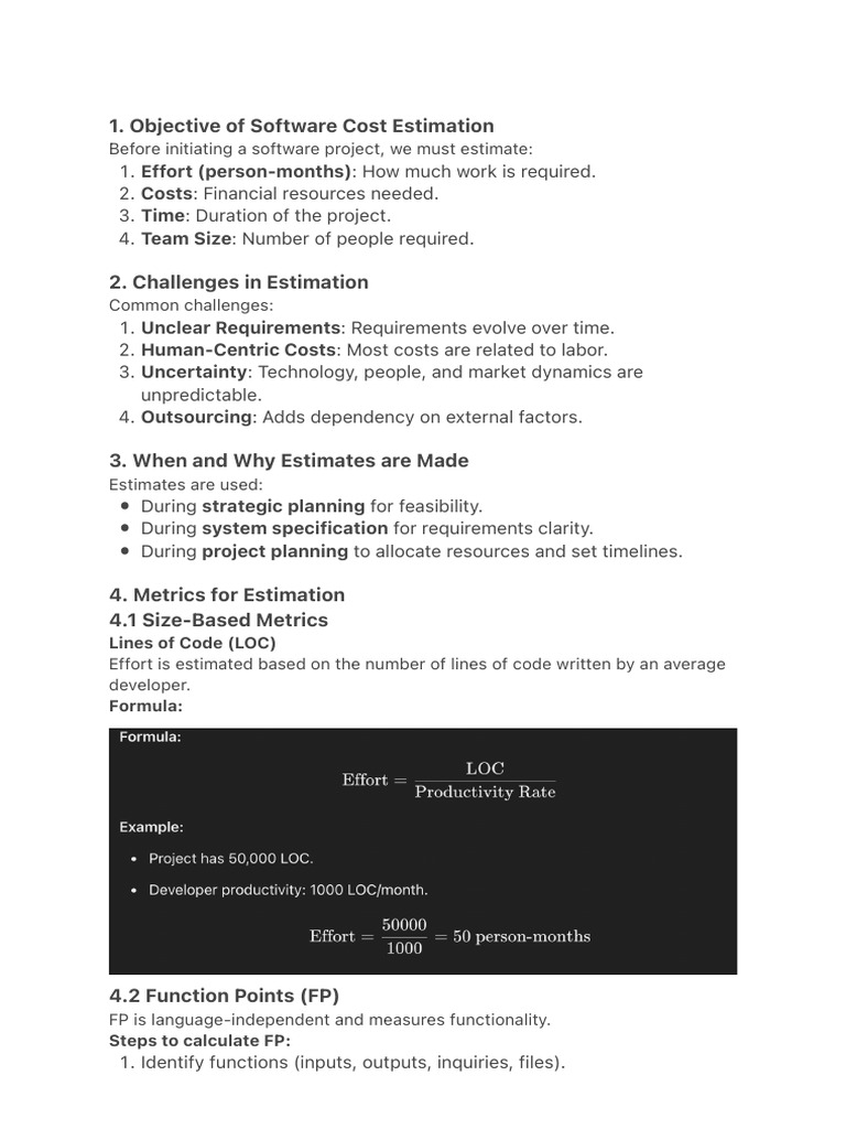 1. Objective of Software Cost Estimation | PDF