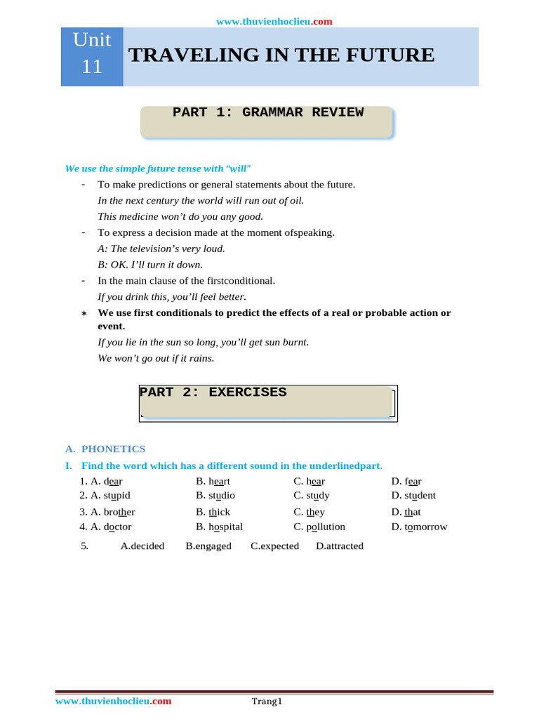Future Travel Grammar and Exercises | PDF