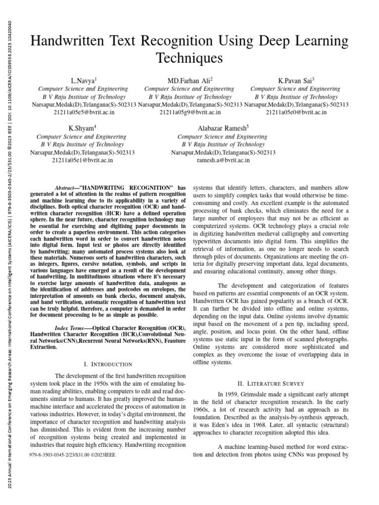 Handwritten Text Recognition Deep Learning | PDF | Optical Character ...