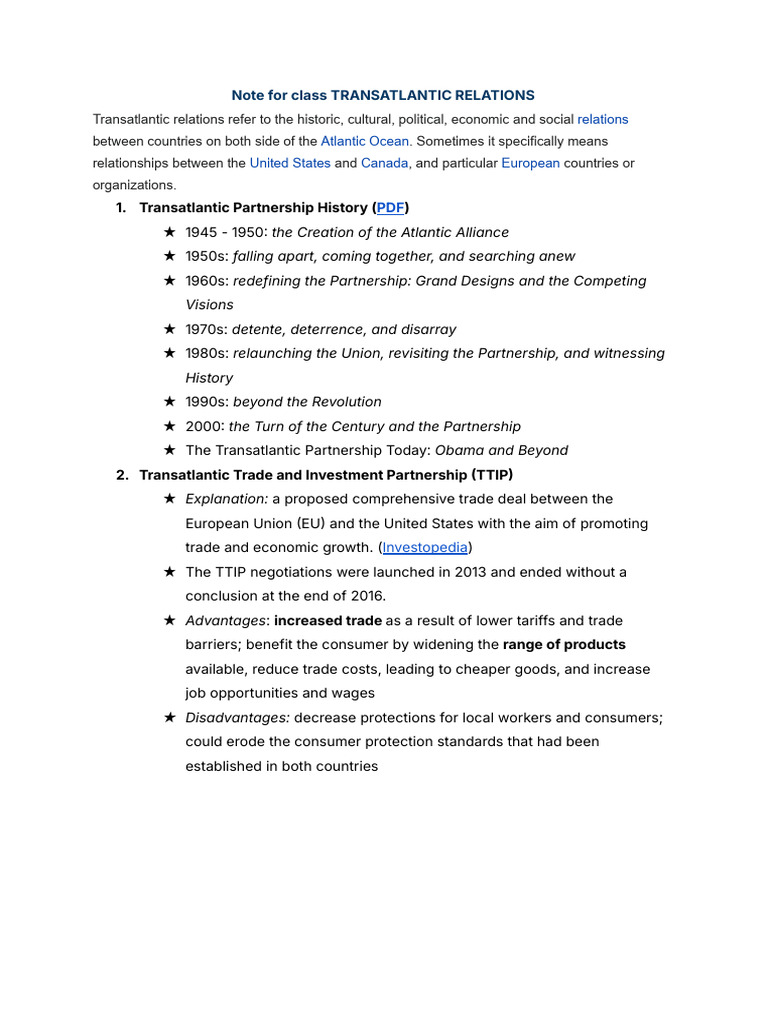 Overview of Transatlantic Relations | PDF