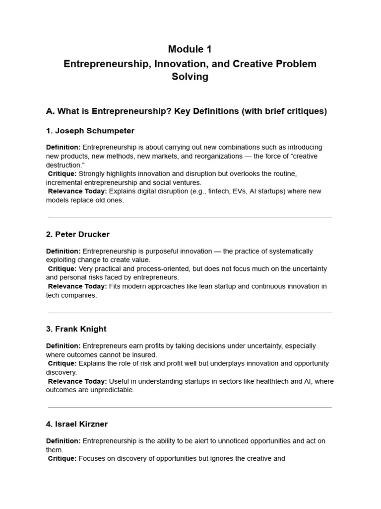 Entrepreneurship: Innovation & Problem Solving | PDF | Entrepreneurship ...
