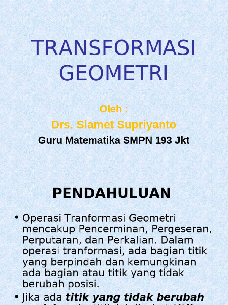 Transformasi Geometri: Pencerminan dan Contoh | PDF