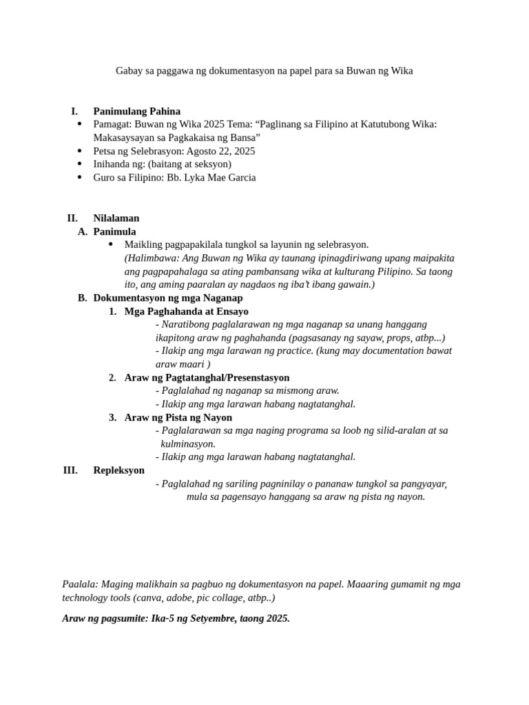 Dokumentasyon Na Papel para Sa Buwan NG Wika | PDF