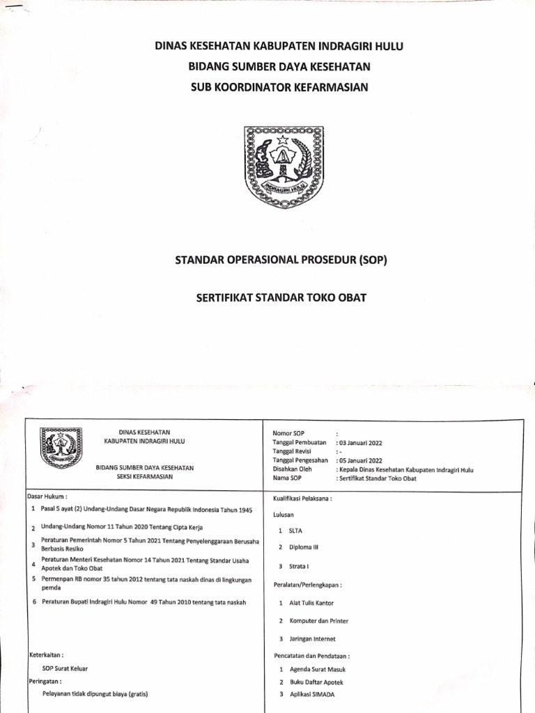 Sop Toko Obat | PDF