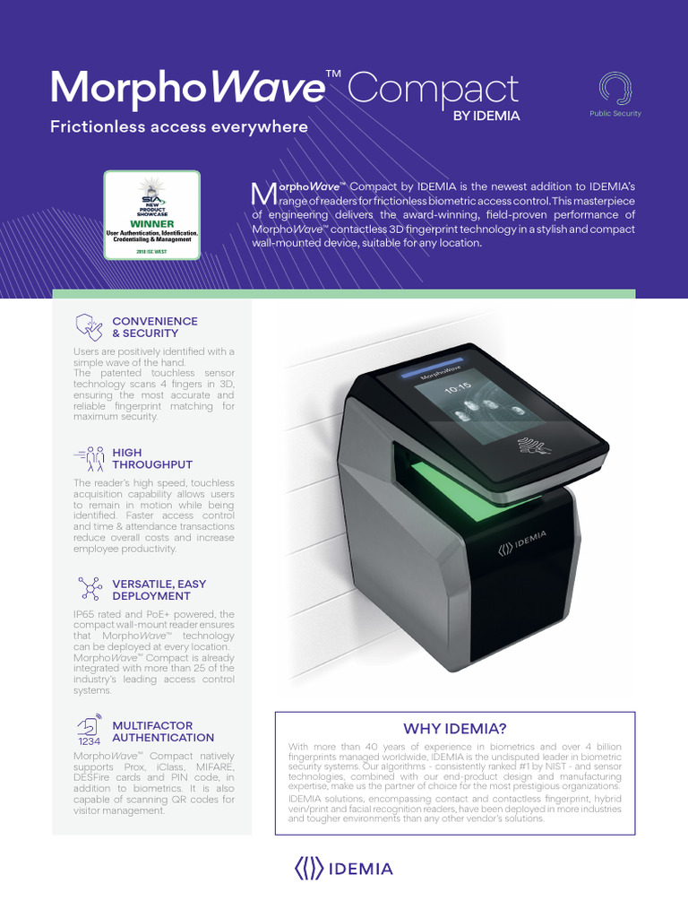 MorphoWave Compact IDEMIA SIA NPS EN | PDF | Biometrics | Fingerprint