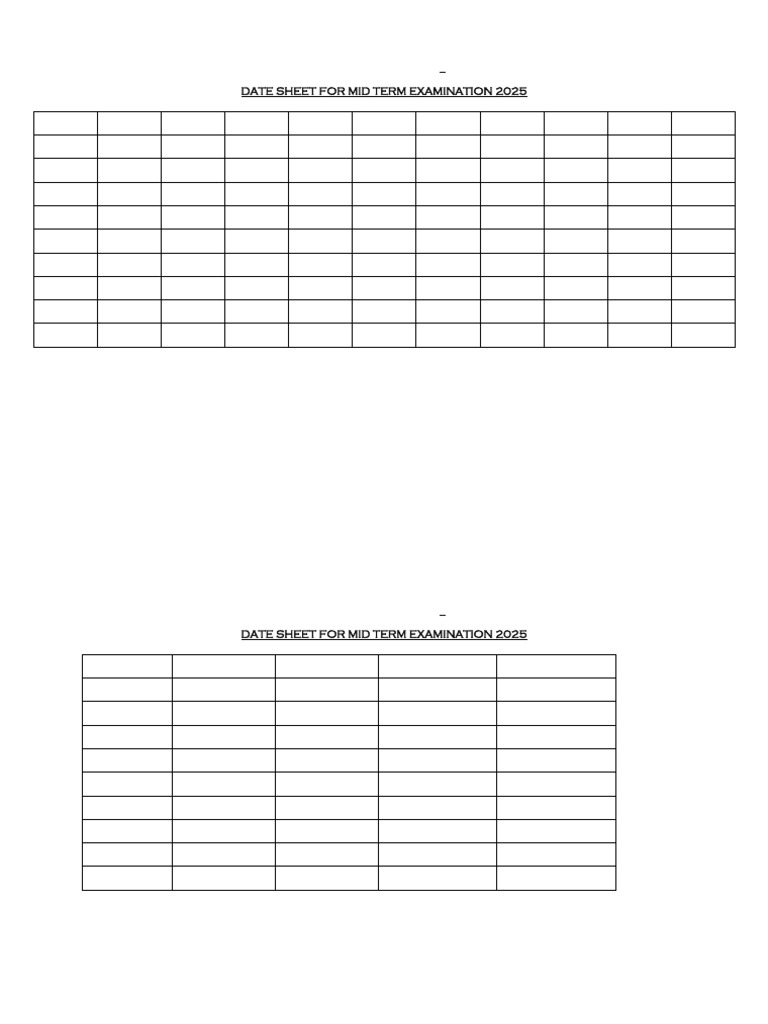 Date Sheet Mid Term Exam 2025 | PDF | Qualifications | Student ...