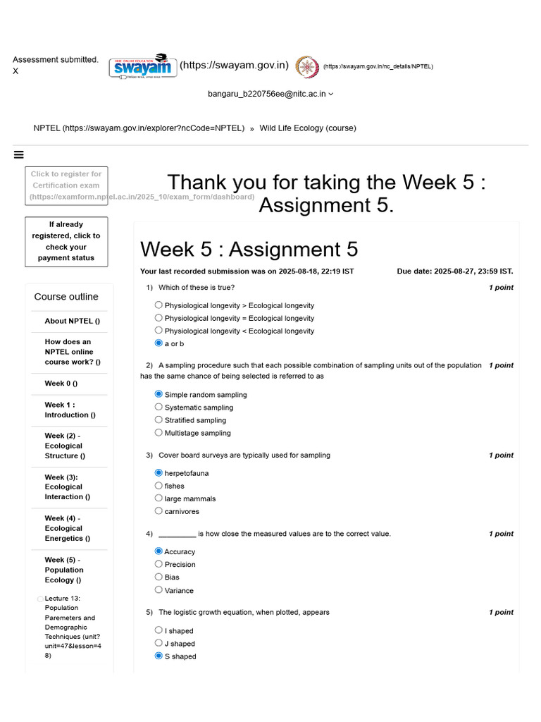 Week 5 Wildlife Ecology Assignment | PDF | Qualifications