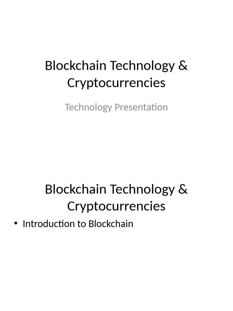 Blockchain Technology & Cryptocurrencies | PDF