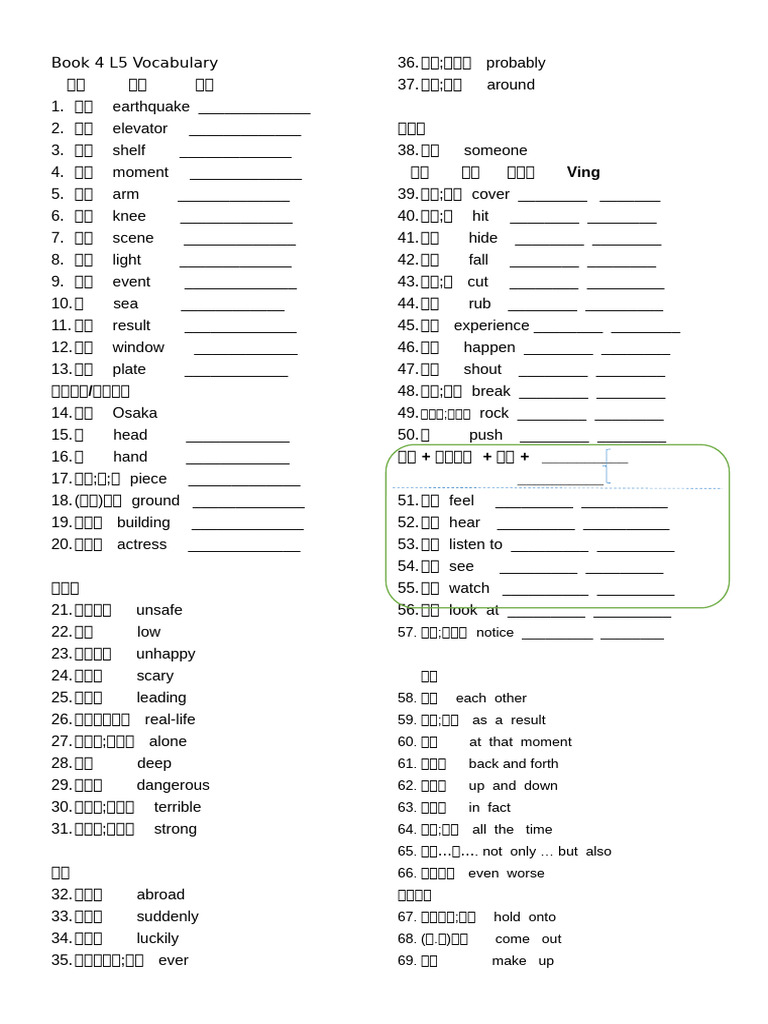 Book 4 L5 Vocabulary 2 | PDF