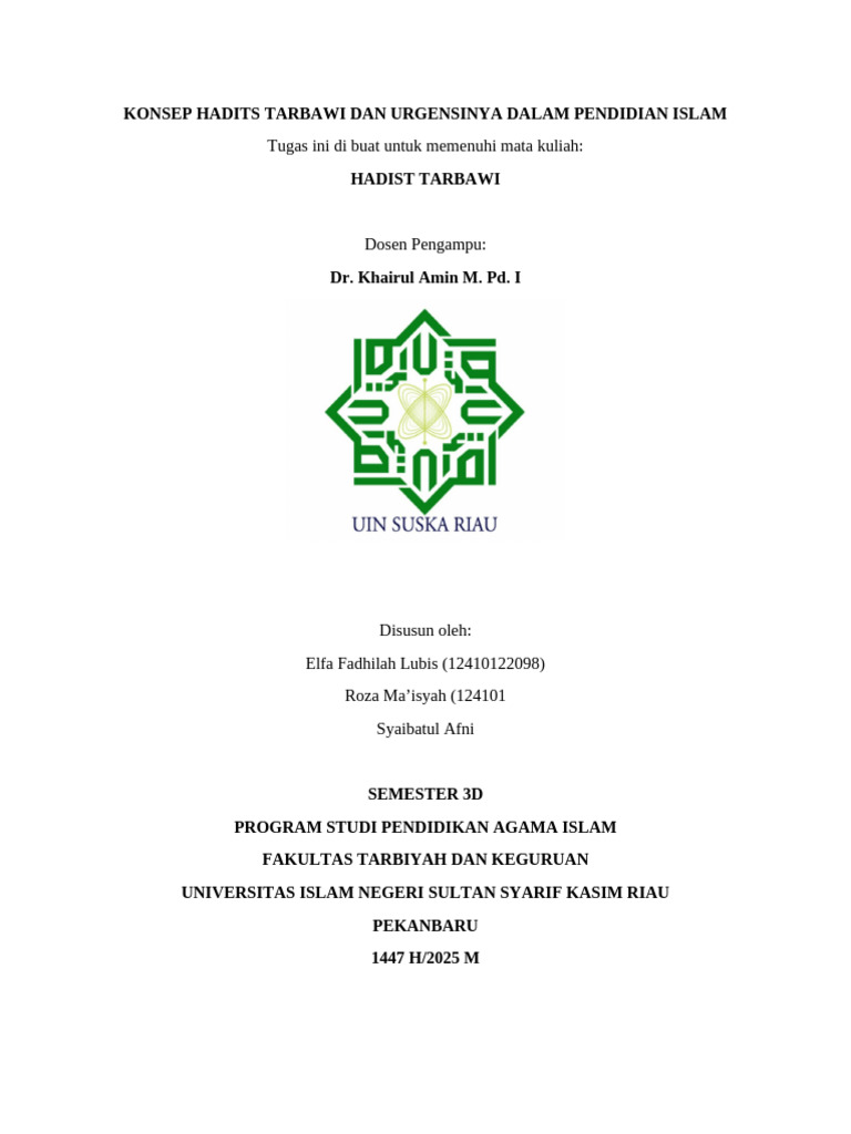 Konsep Hadits Tarbawi Dan Urgensinya Dalam Pendidikan Islam | PDF