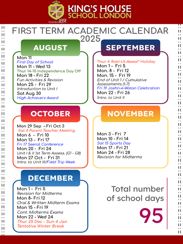 2025 First Term Academic Calendar | PDF