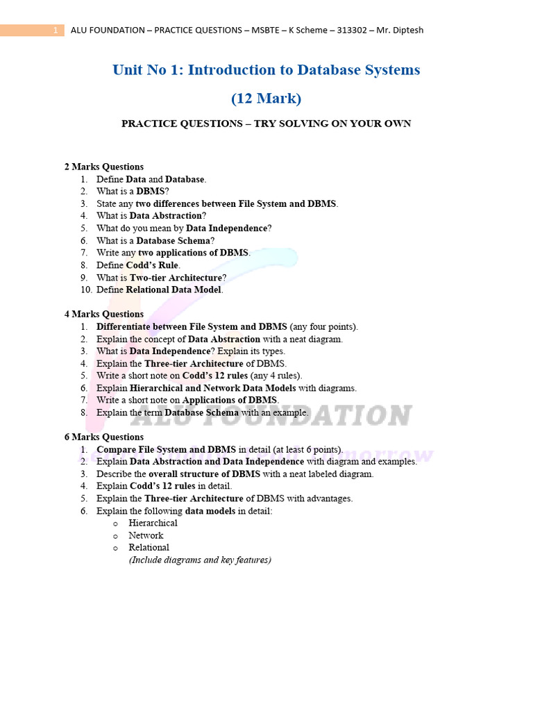 Prac Imp Unit1 Dms Alufoundation | PDF