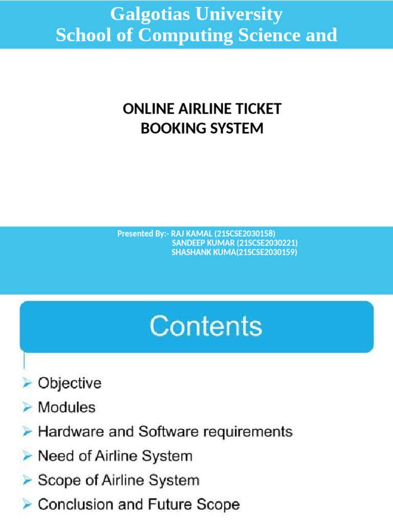 Online Airline Ticket Booking System | PDF