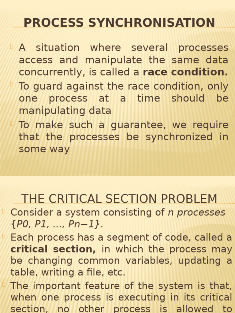Unit 4 Process Synchronisation | PDF | Concurrency (Computer Science ...