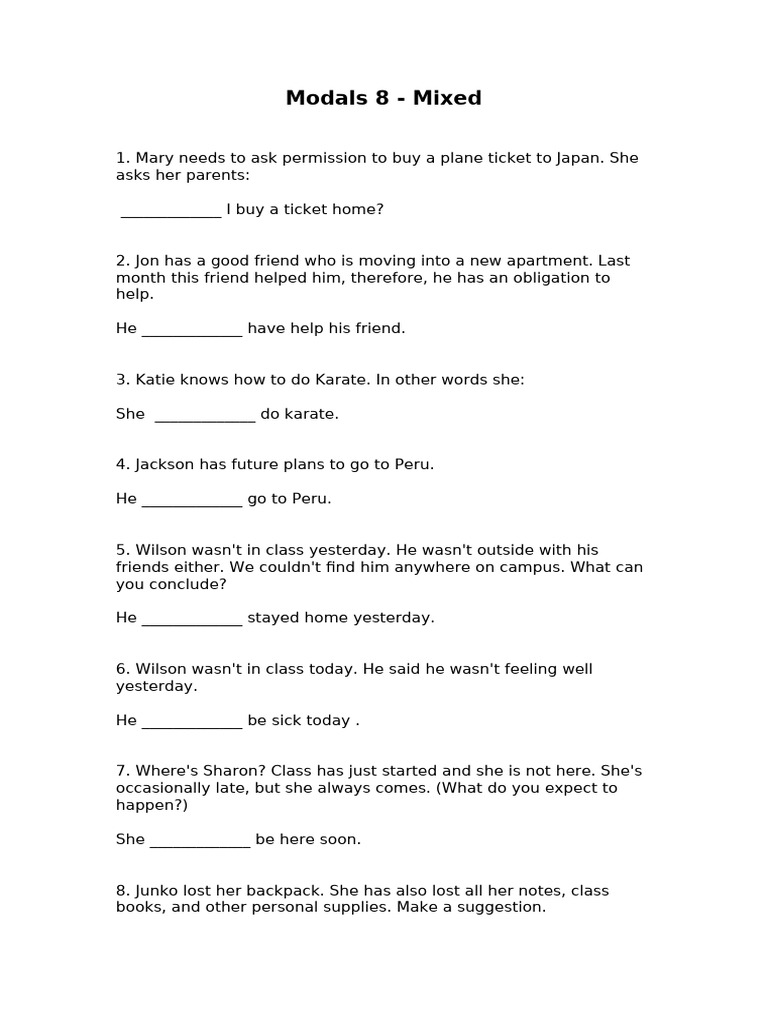 Modals Quiz - All | PDF