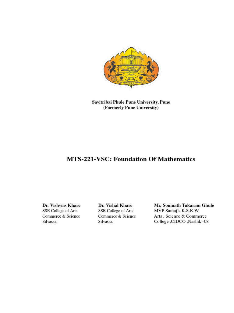FOUNDATION OF MATHEMATICS-VSC-SYBSc | PDF | Complex Number | Factorization