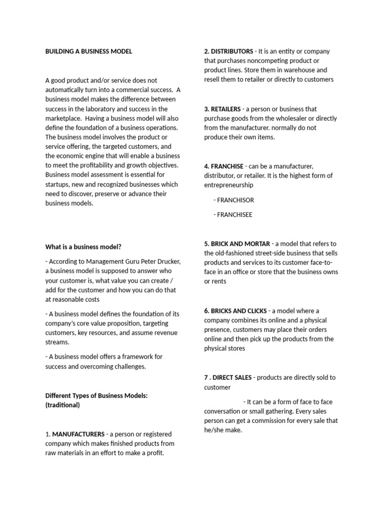 Essential Business Model Types Explained | PDF | Franchising | Marketing