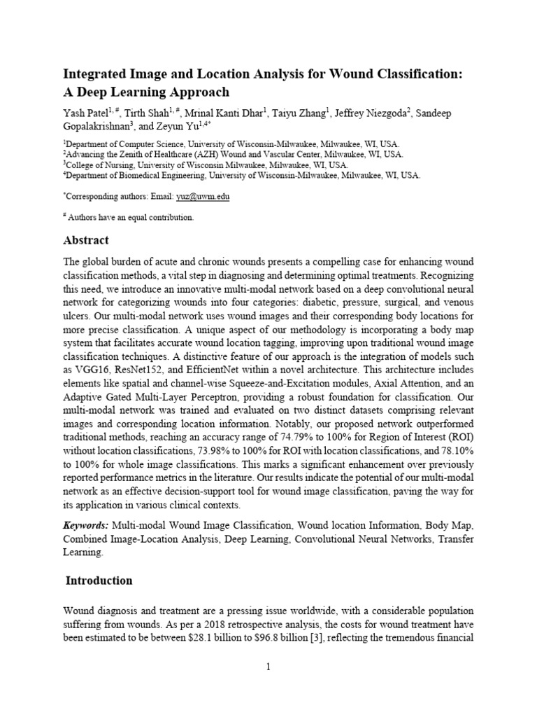 Deep Learning for Wound Classification | PDF | Deep Learning ...
