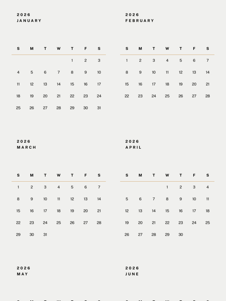2026 Black and White Calendar | PDF