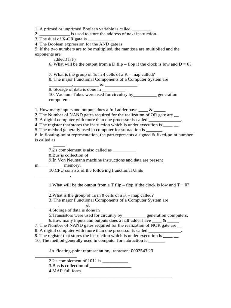 DLCO MID QB | PDF | Logic Gate | Computer Architecture
