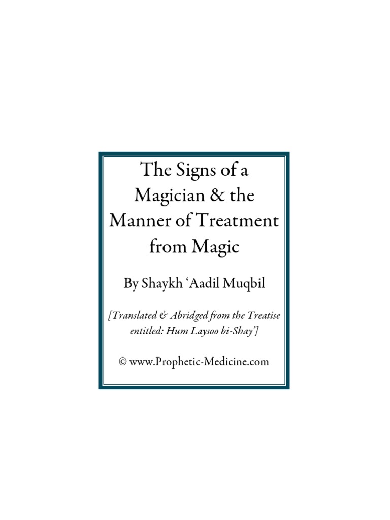 The Signs of A Magician & The Manner of Treatment For Magic | PDF ...
