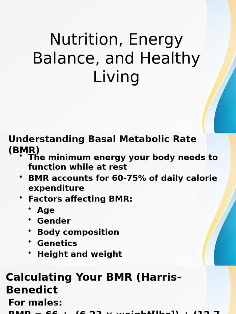 Nutrition, Energy Balance, and Healthy Living | PDF | Healthy Diet | Foods