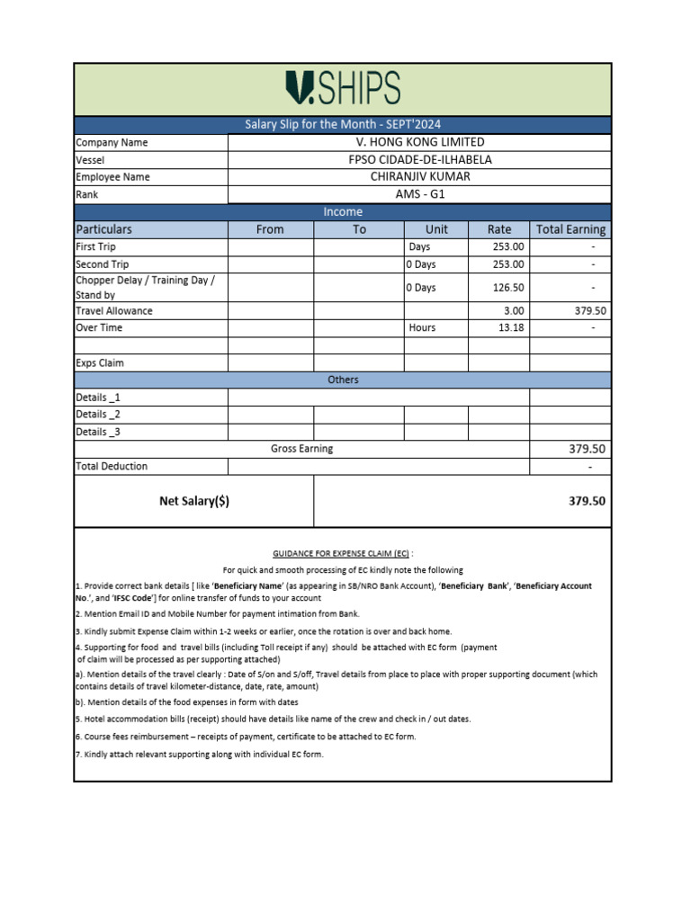 Salary Slip and Expense Claim Guide | PDF | Payments | Taxes