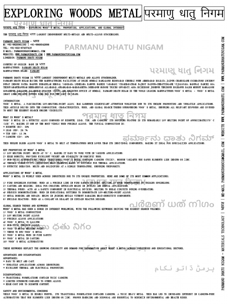 Exploring Wood's Metal Properties | PDF | Metals | Metallic Elements