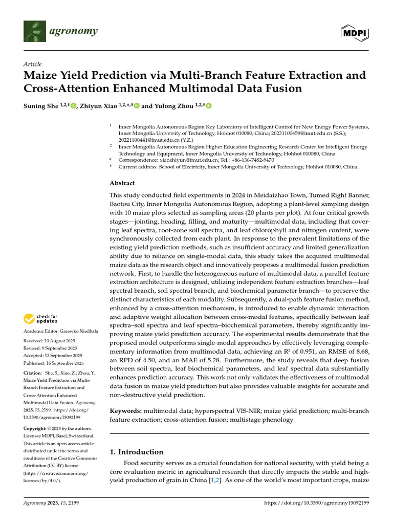Maize Yield Prediction Using Multimodal Fusion | PDF | Fertilizer | Maize