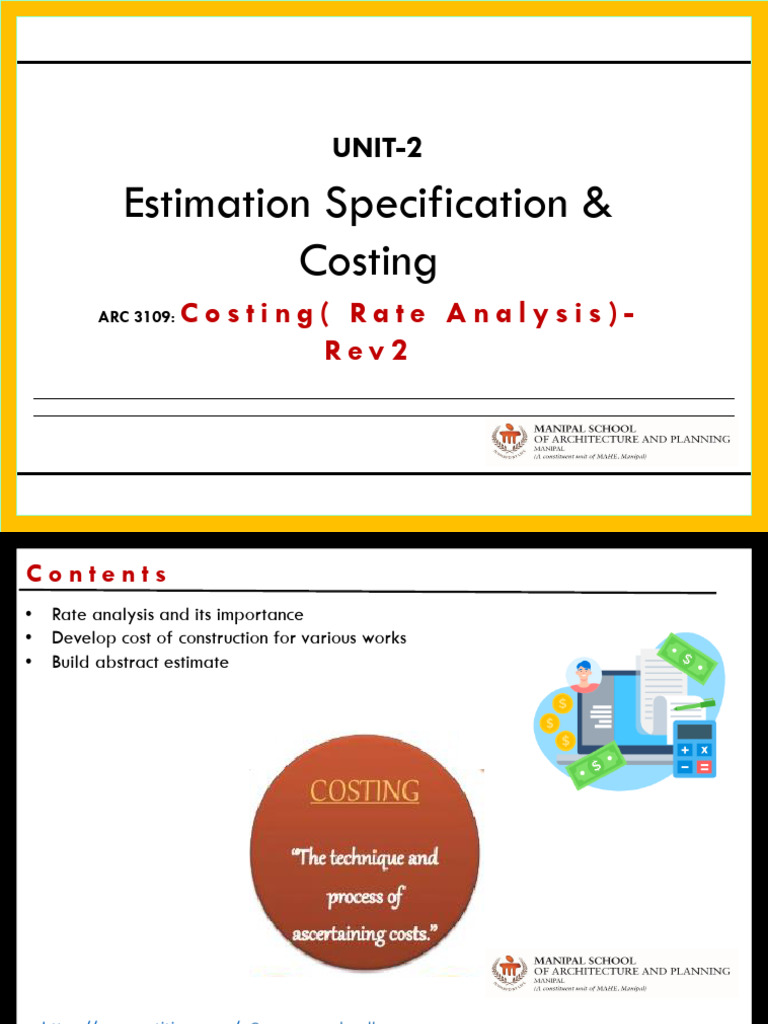 Unit 2 - Costing-REV 2 (Rate Analysis) | PDF | Masonry | Concrete