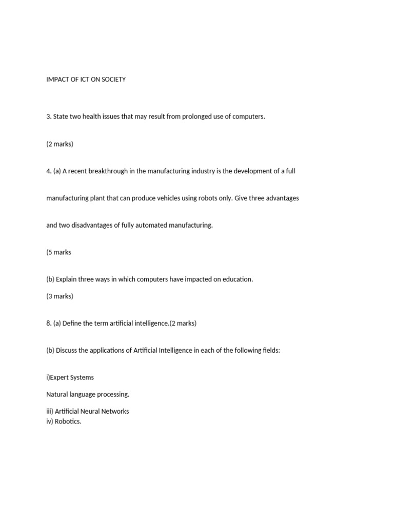 ICT's Impact on Health, Education, and AI | PDF