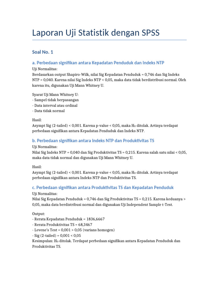 Laporan Uji Statistik Soal1 2 | PDF
