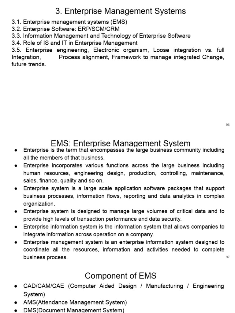 Enterprise Management Systems Overview | PDF | Supply Chain Management ...