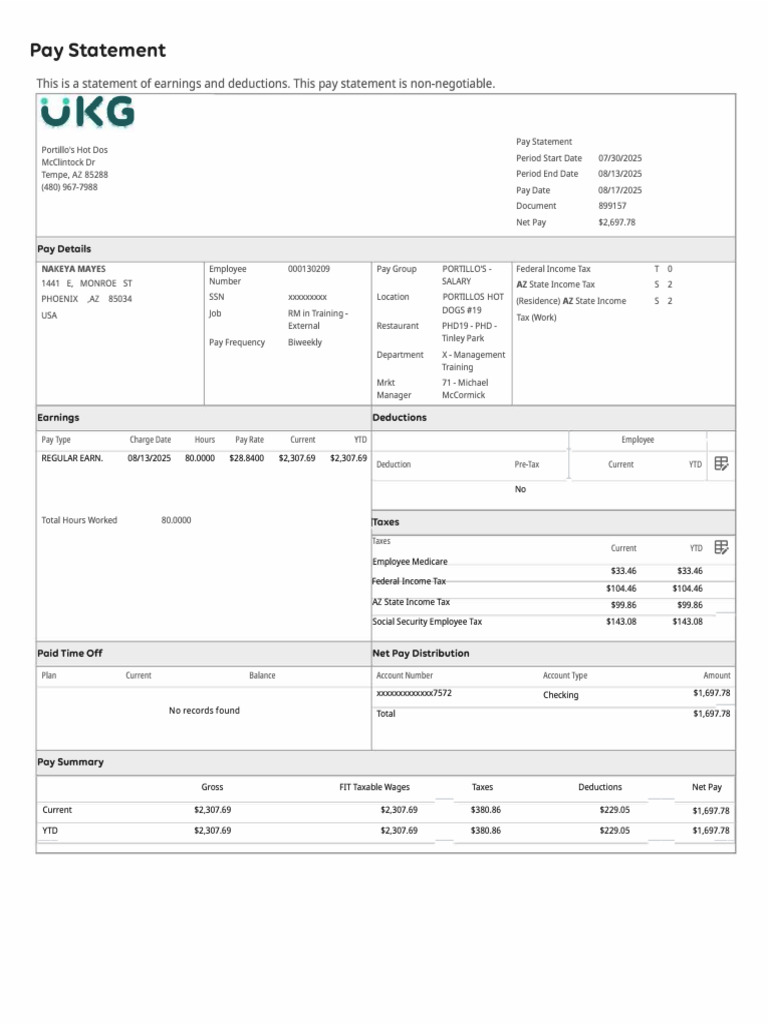 Nakeya, Mayes - PAY - 2025 | PDF | Tax Deduction | Taxes