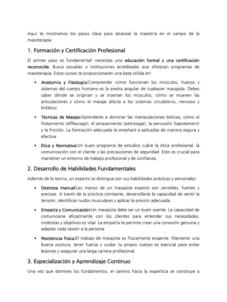 Cómo convertirse en experto en masoterapia | PDF | Masaje